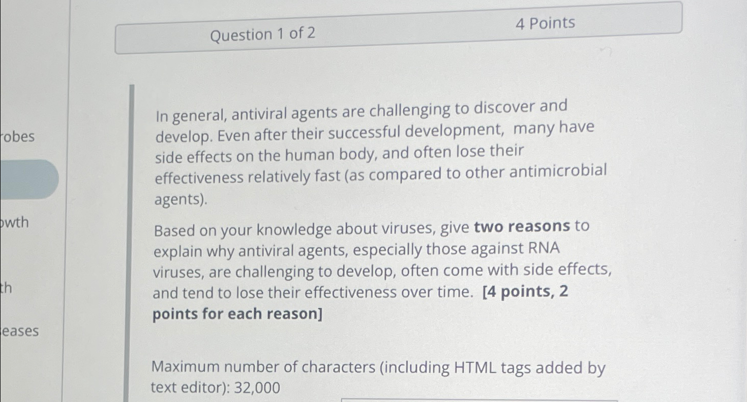 Solved Question 1 ﻿of 24 ﻿PointsIn general, antiviral agents | Chegg.com