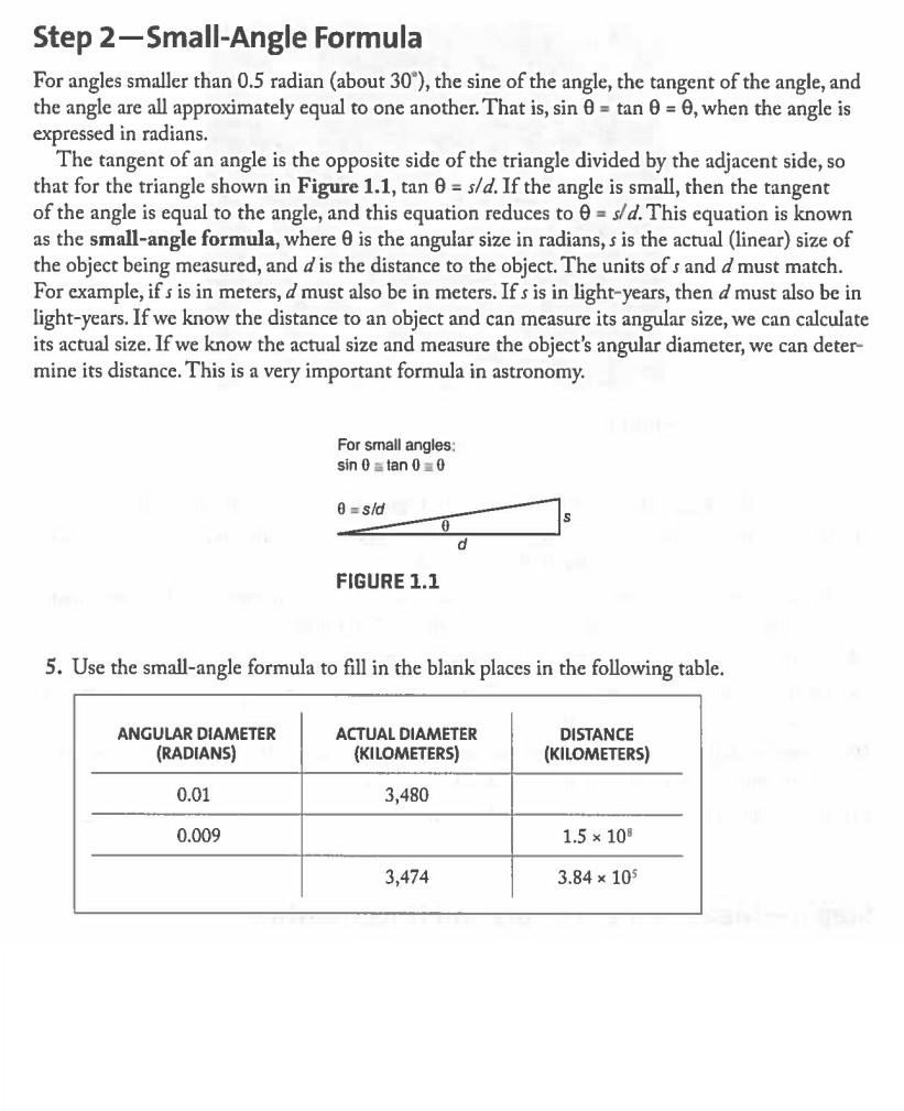 Solved Step 2-Small-Angle Formula For angles smaller than | Chegg.com
