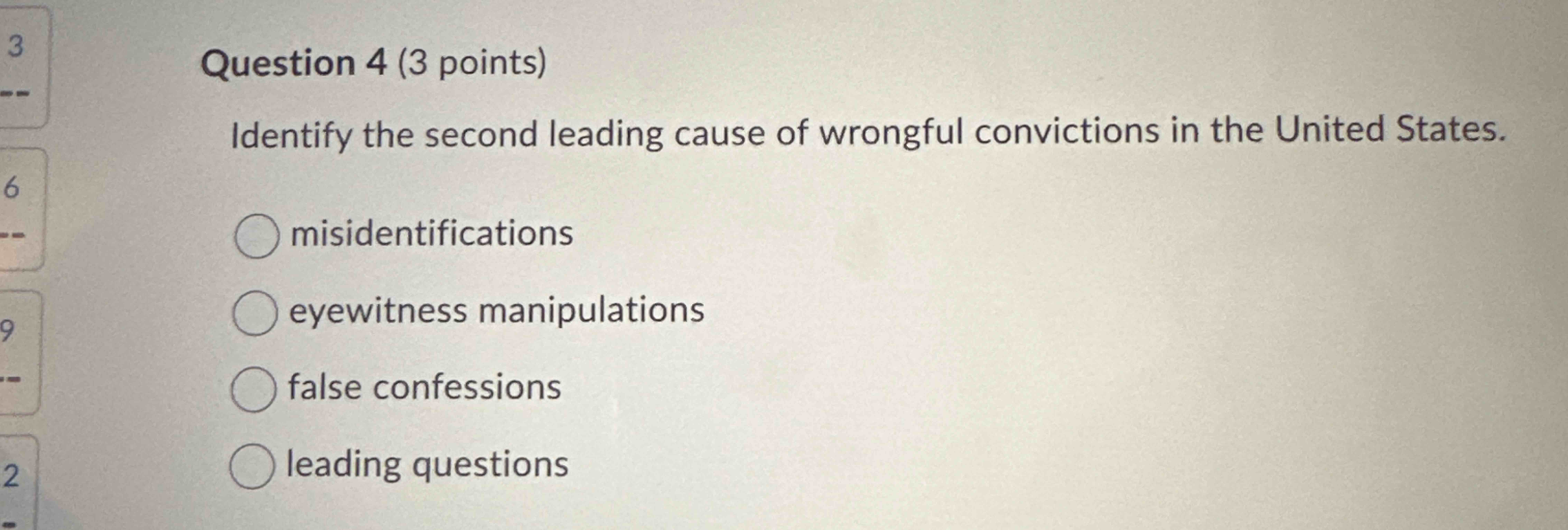 Solved Question 4 (3 ﻿points)Identify the second leading | Chegg.com