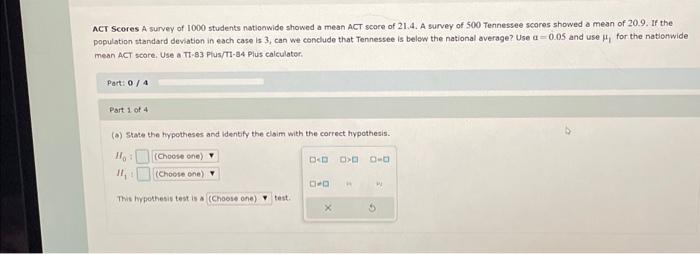Solved ACT Scores A survey of 1000 students nationwide | Chegg.com
