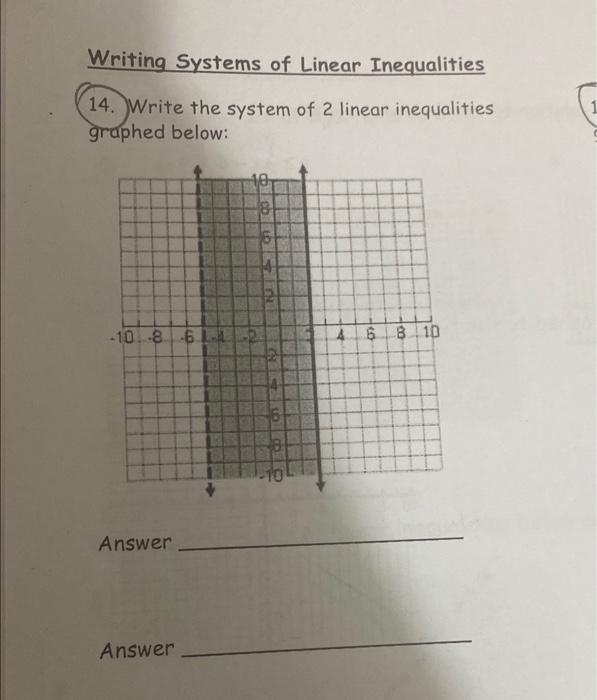 Solved Writing Systems of Linear Inequalities 14. Write the | Chegg.com
