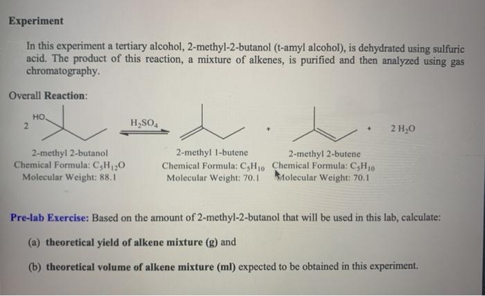 Solved Experiment In this experiment a tertiary alcohol, | Chegg.com