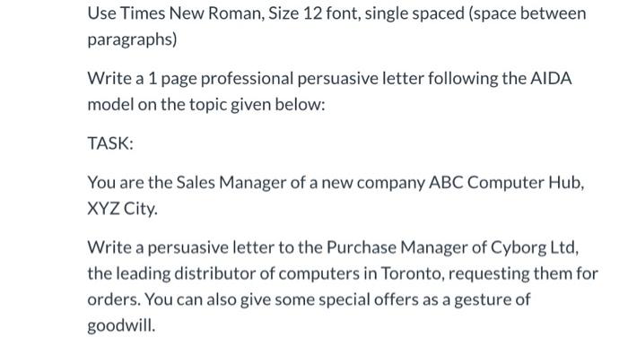 Solved Use Times New Roman, Size 12 font, single spaced | Chegg.com