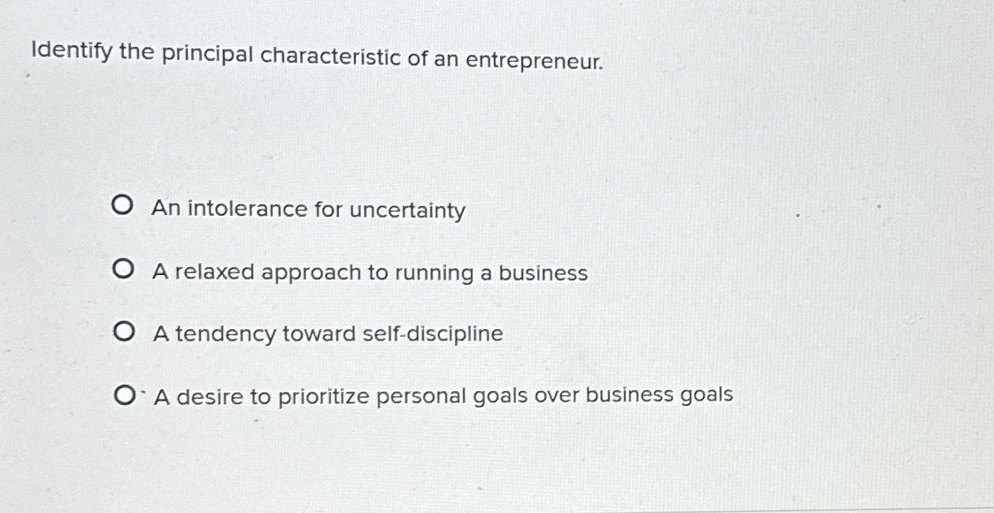 Solved Identify the principal characteristic of an | Chegg.com