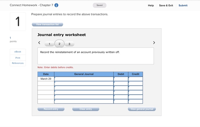 Solved Connect Homework - Chapter 7 Saved Help Save & Exit | Chegg.com