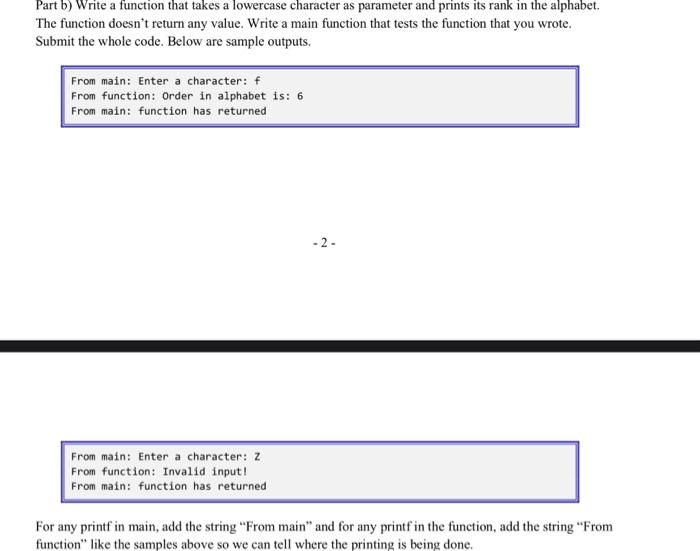 Solved Part a) Write a function that takes a lowercase | Chegg.com