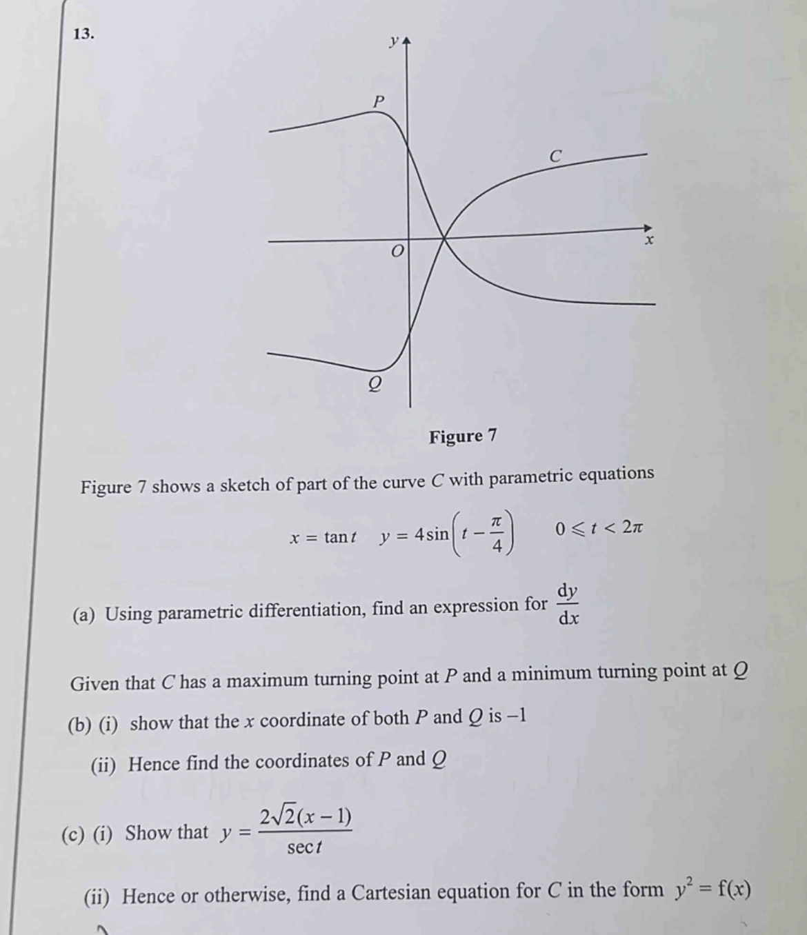 Solved Figure 7Figure 7 ﻿shows a sketch of part of the curve | Chegg.com