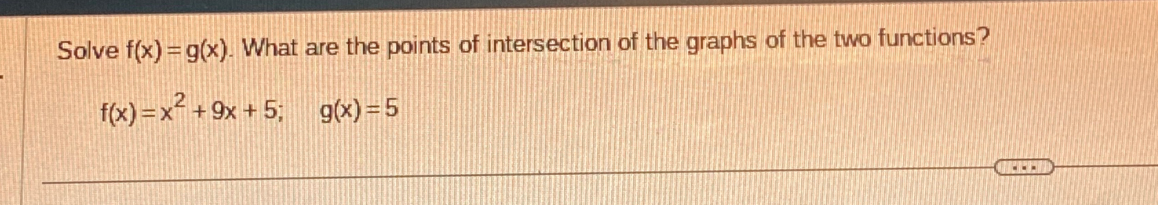 Solved Solve f(x)=g(x). ﻿What are the points of intersection | Chegg.com