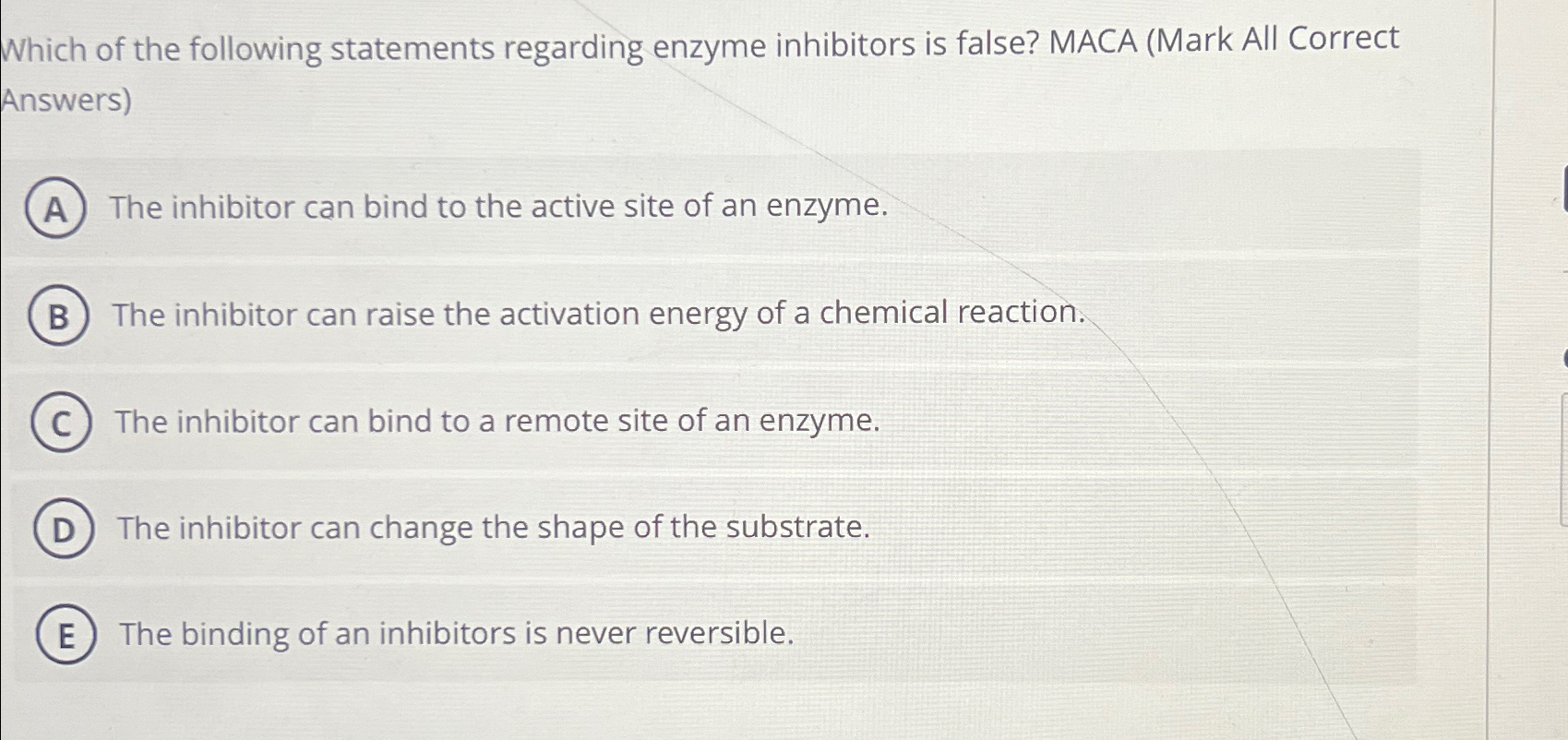 Solved Which of the following statements regarding enzyme | Chegg.com