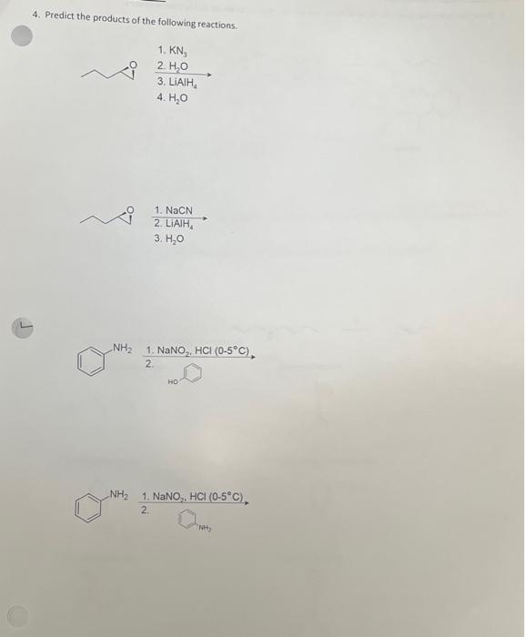 Solved 4. Predict the products of the following reactions. | Chegg.com