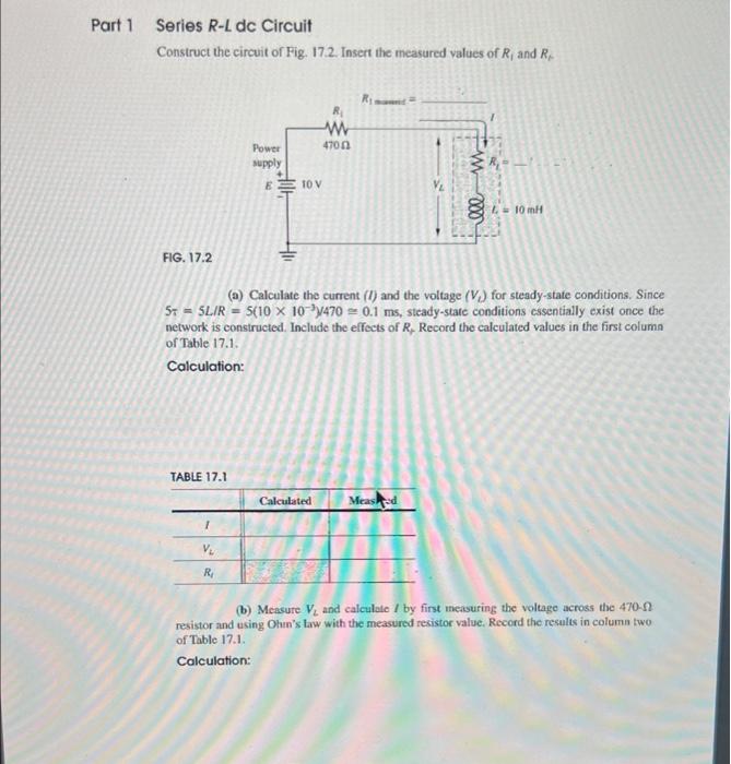 1 Series R-L dc Circuit Construct the circuit of Fig. | Chegg.com