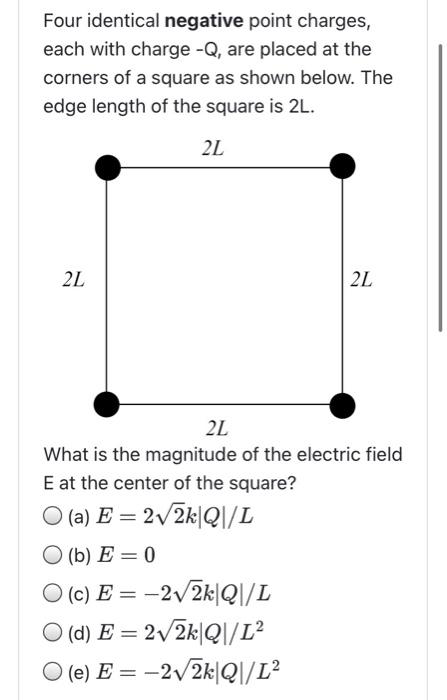 Solved Four identical negative point charges, each with | Chegg.com