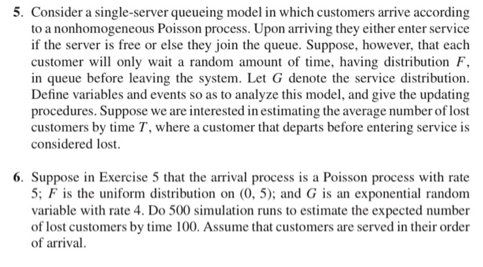 Solved 5 Consider A Single Server Queueing Model In Which