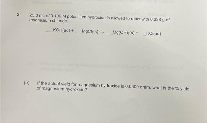 for each limiting reactant conditions, balance the | Chegg.com