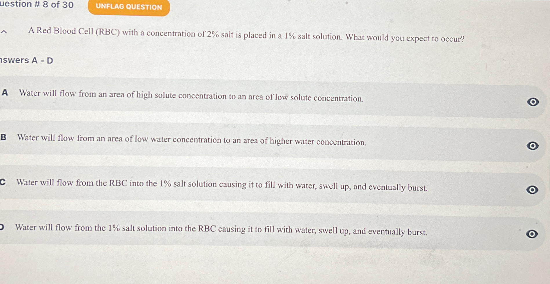 Solved A Red Blood Cell (RBC) ﻿with a concentration of 2% | Chegg.com