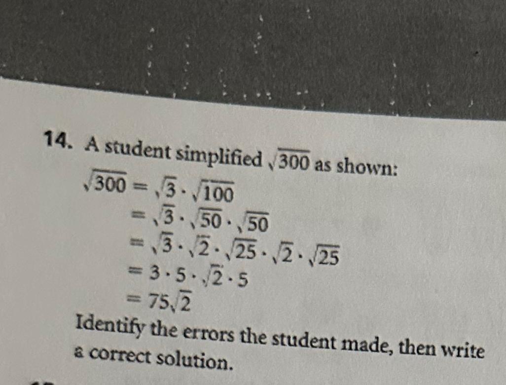 Solved A student simplified 3002 ﻿as | Chegg.com