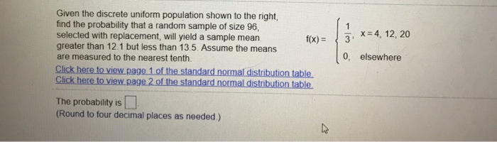 Solved Given the discrete uniform population shown to the | Chegg.com