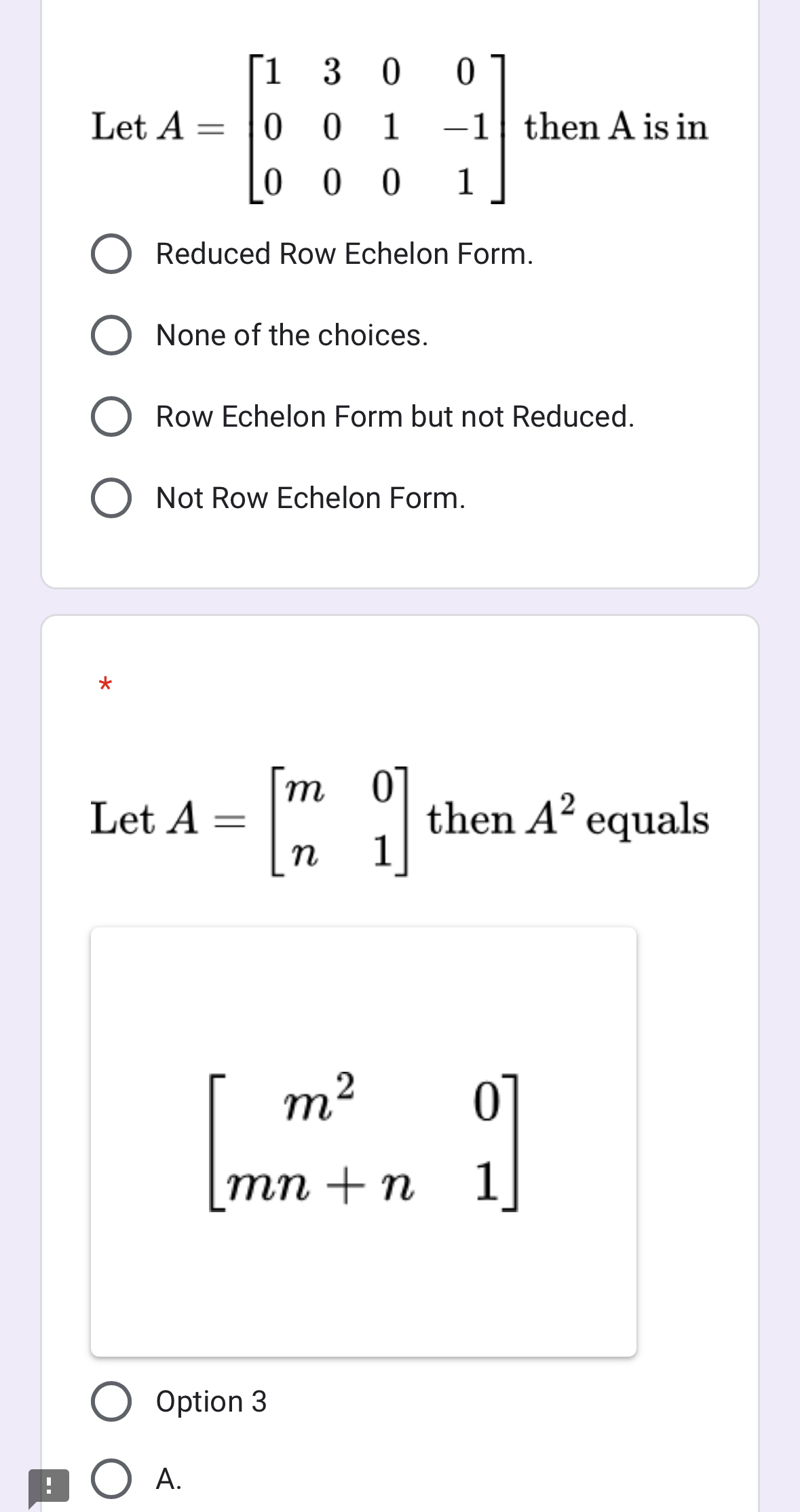 Solved Let A=[1300001-10001] ﻿then A is inReduced Row | Chegg.com
