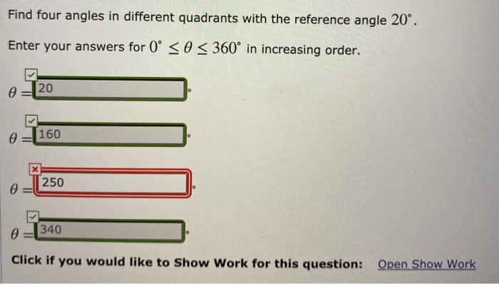 Solved Find four angles in different quadrants with the | Chegg.com