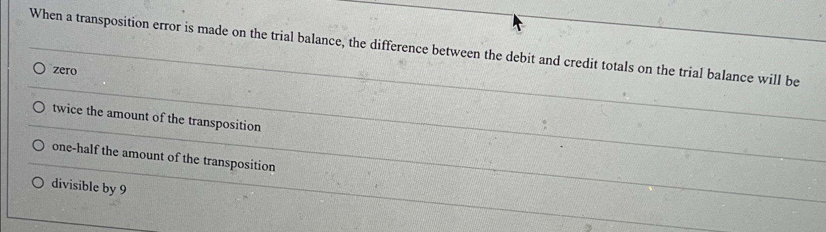 Solved When a transposition error is made on the trial | Chegg.com