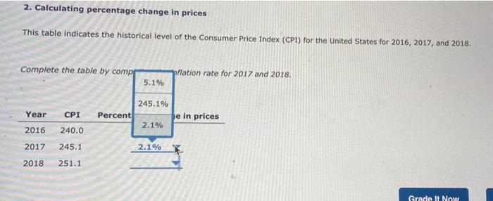 Solved 2. Calculating percentage change in prices This table | Chegg.com