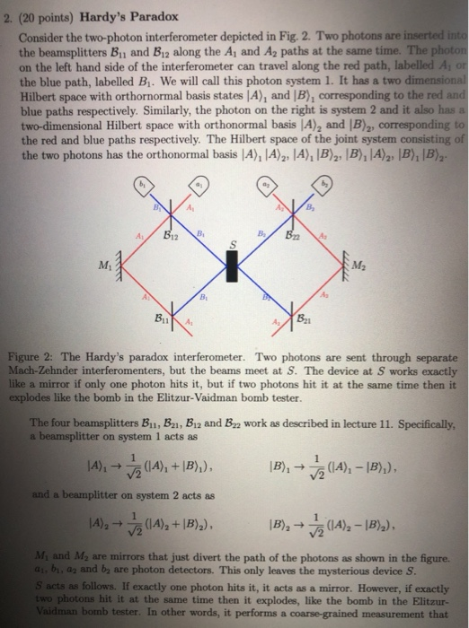 2. (20 points) Hardy's Paradox Consider the | Chegg.com