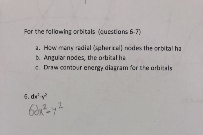 Solved For the following orbitals (questions 6-7)| a. How | Chegg.com