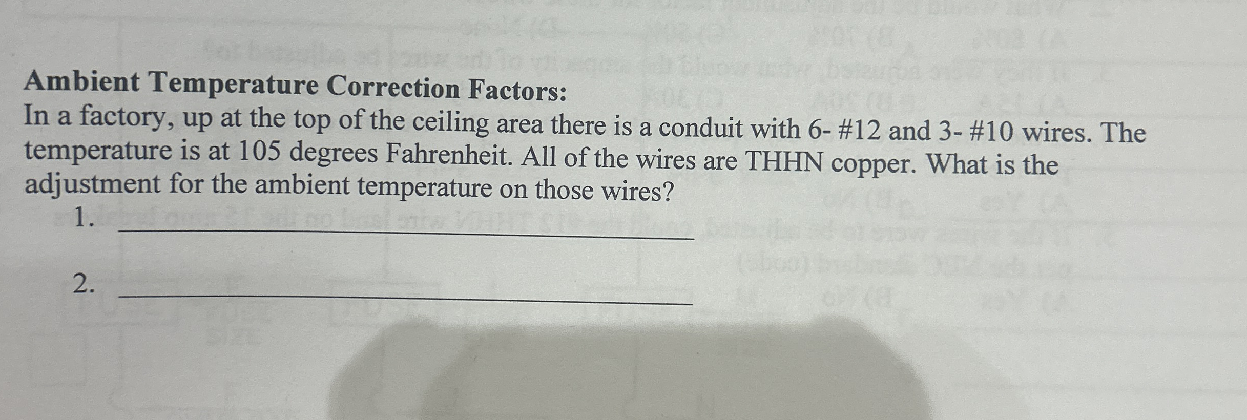 Ambient Temperature Correction Factors:In a factory, | Chegg.com
