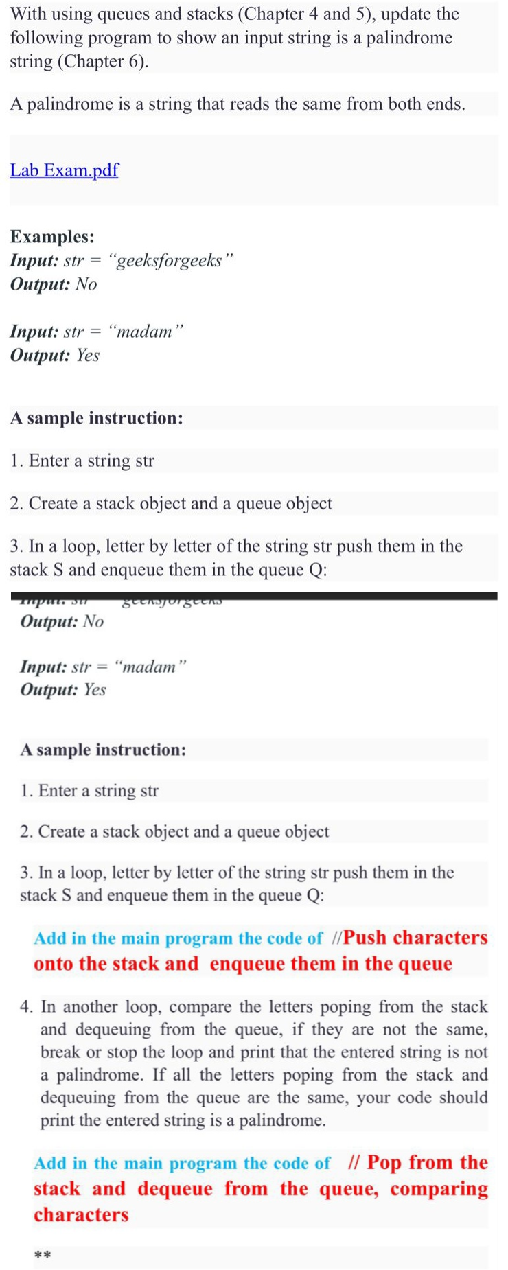 Solved Output: NoInput: str = “madam"Output: YesA sample | Chegg.com
