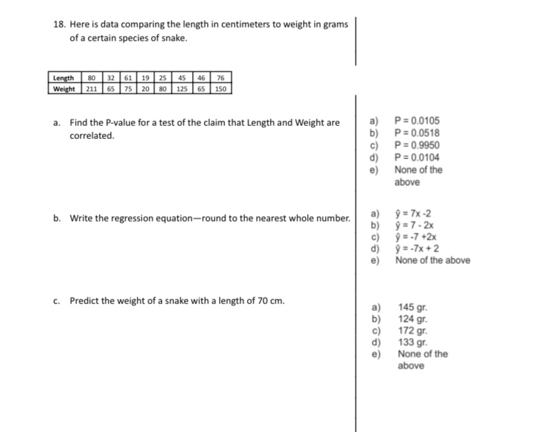 Solved Here is data comparing the length in centimeters to | Chegg.com