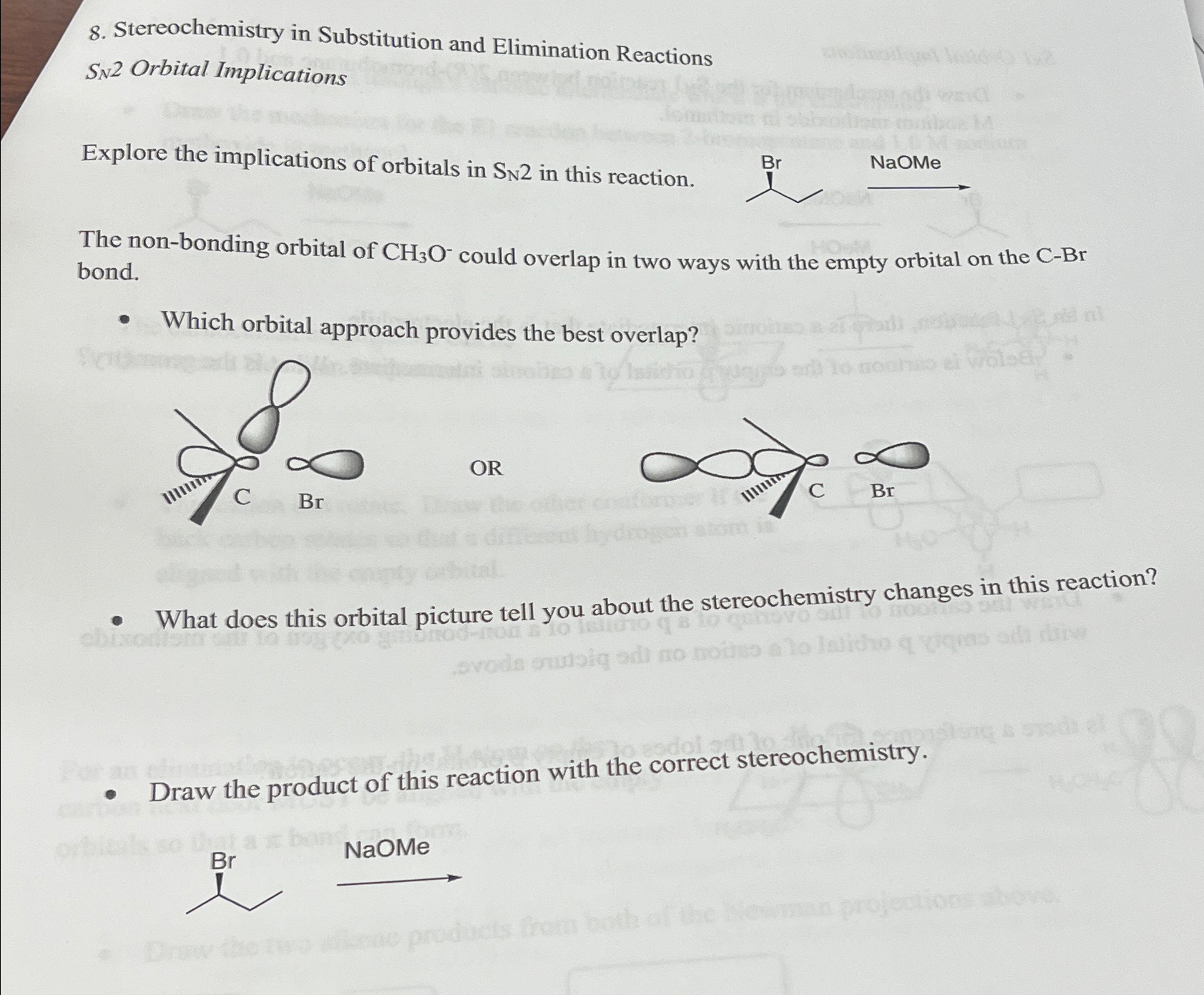 Solved Stereochemistry in Substitution and Elimination | Chegg.com
