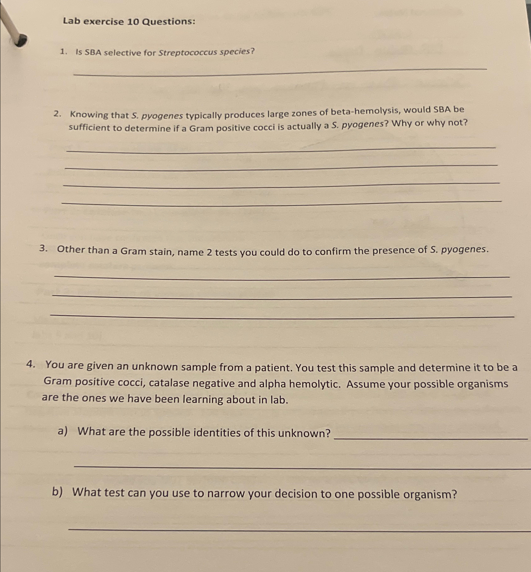 Solved Lab exercise 10 ﻿Questions:Is SBA selective for | Chegg.com