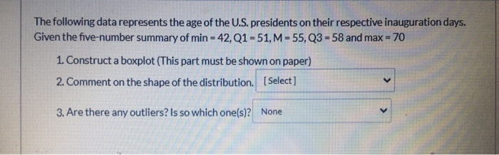 Solved The following data represents the age of the U.S. | Chegg.com