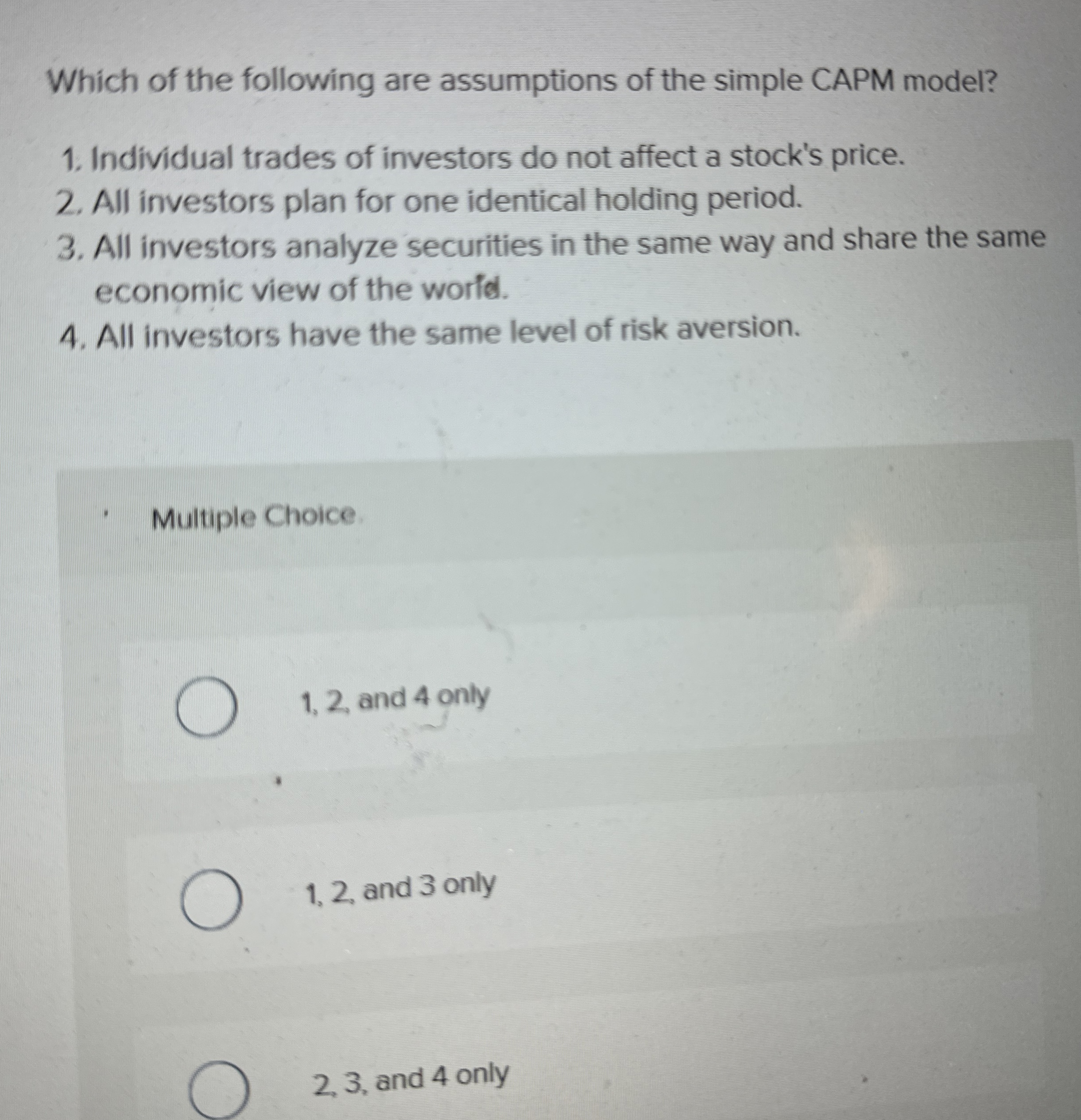 Solved Which of the following are assumptions of the simple | Chegg.com
