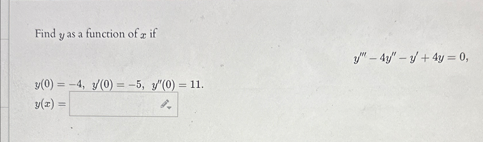 Solved Find y ﻿as a function of x | Chegg.com