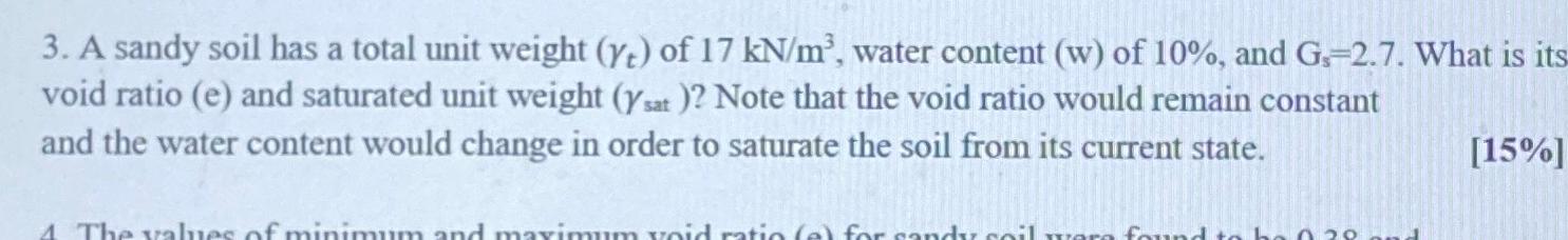 A sandy soil has a total unit weight (\\\\gamma _(t)) | Chegg.com