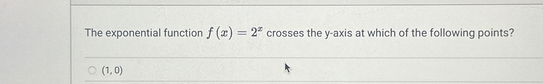 High Quality SOLUTION The exponential function f(x)=2x ﻿crosses the y-axis | Chegg.com