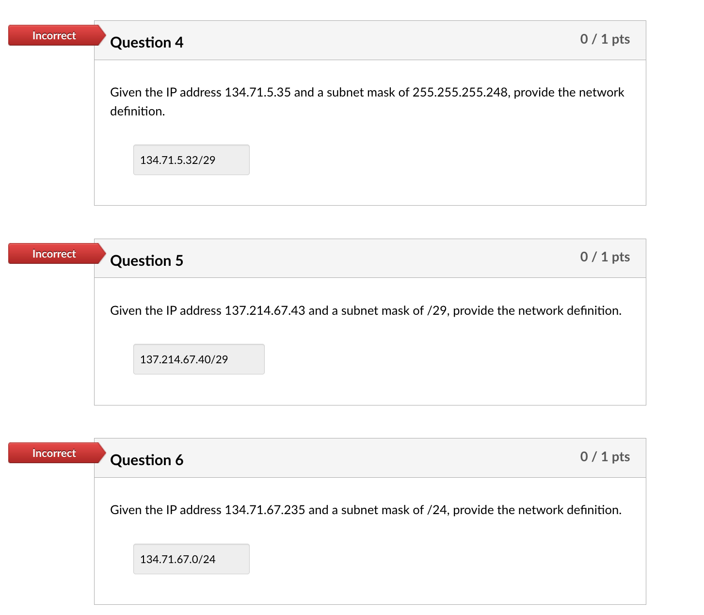Solved Question 4Given the IP address 134.71.5.35 ﻿and a | Chegg.com