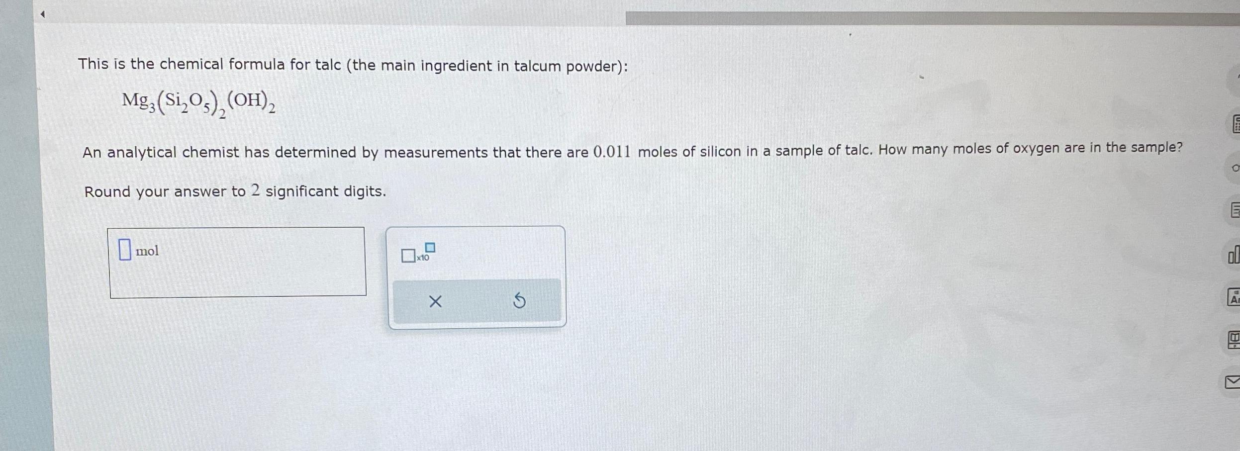 Solved This is the chemical formula for talc (the main | Chegg.com