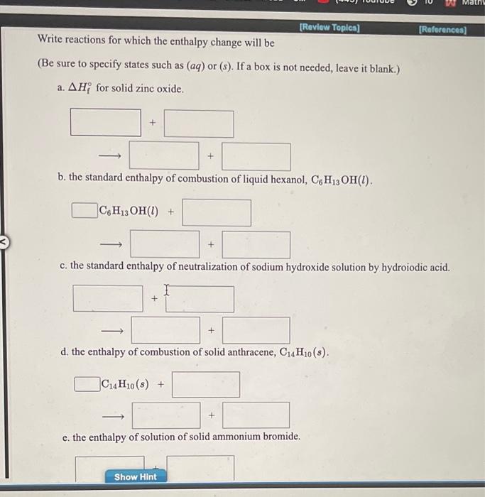 Solved W Mathi [References) [Review Toplca) Write reactions | Chegg.com
