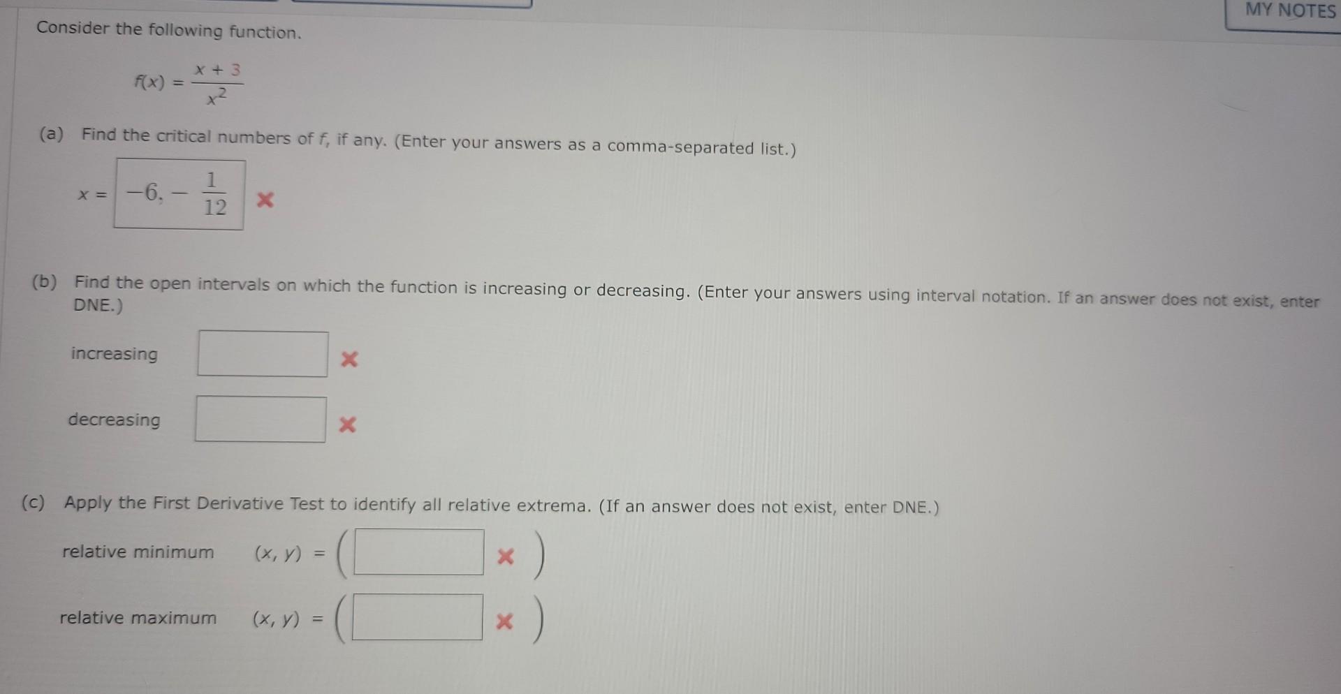 Solved Consider the following function. f(x)=x2x+3 (a) Find | Chegg.com