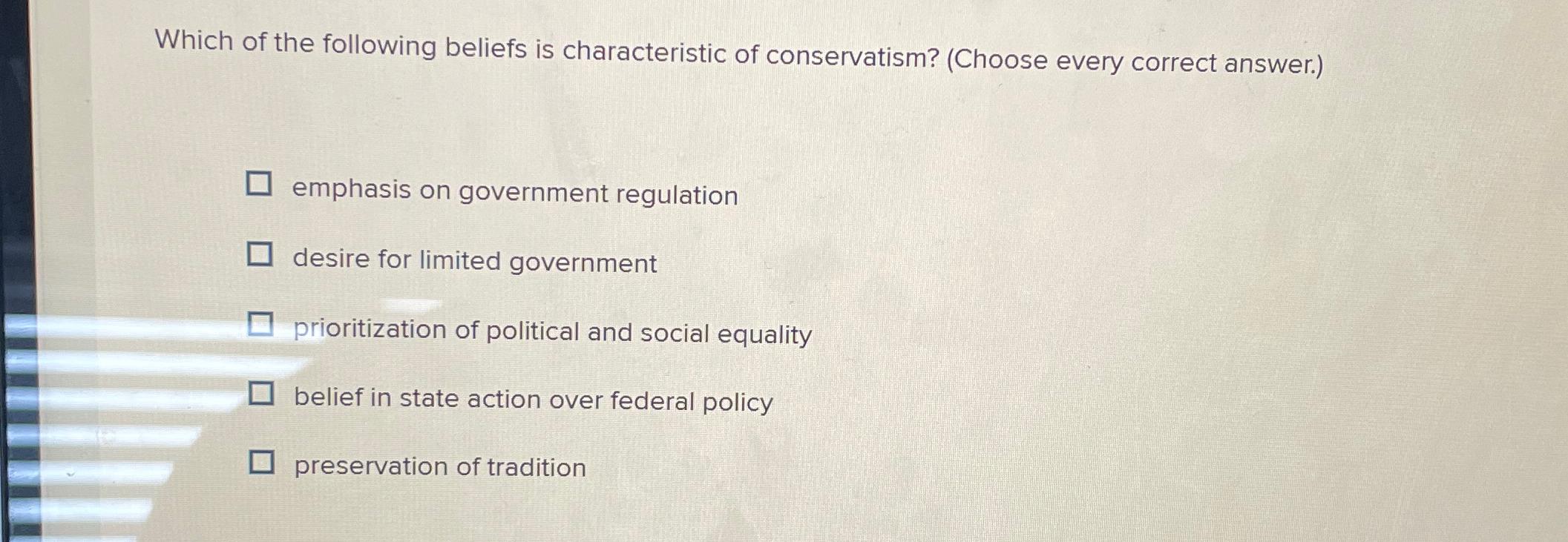 Solved Which of the following beliefs is characteristic of | Chegg.com