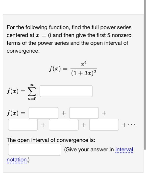 Solved For the following function, find the full power | Chegg.com