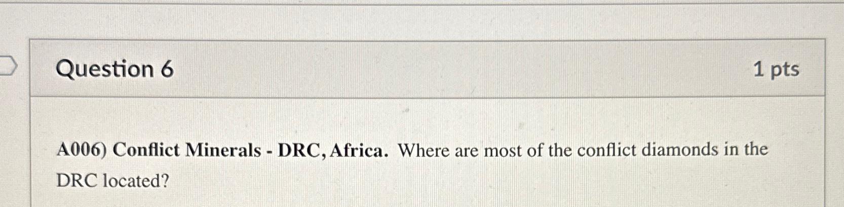 Solved Question 61 ﻿ptsA006) ﻿Conflict Minerals - ﻿DRC, | Chegg.com