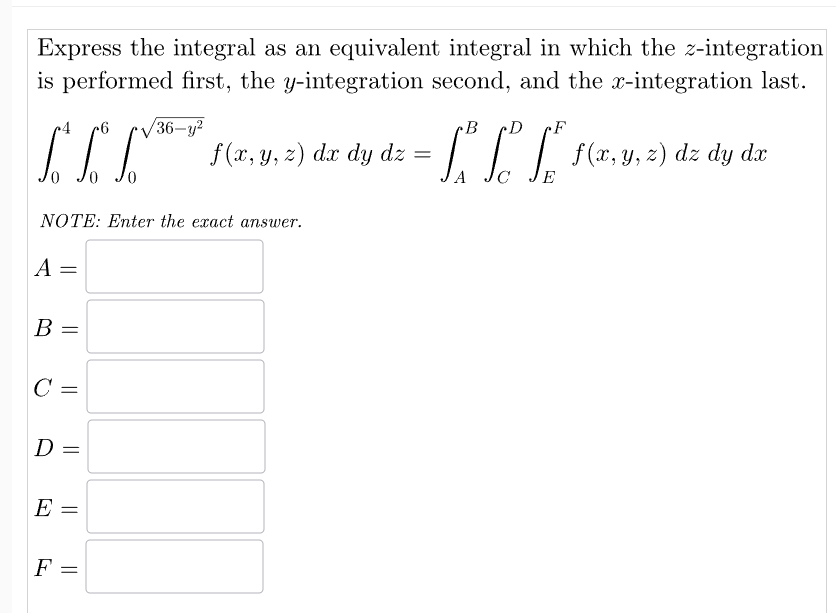 Solved Express the integral as an equivalent integral in | Chegg.com