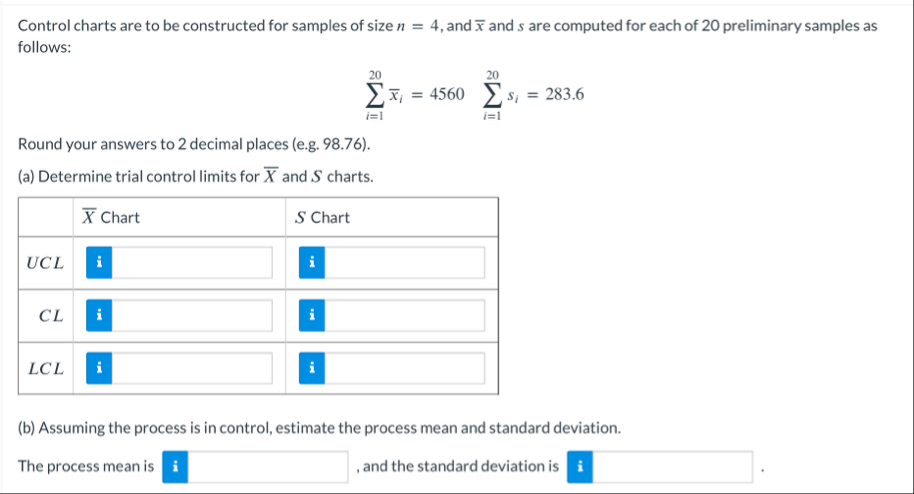 Solved Control charts are to be constructed for samples of | Chegg.com