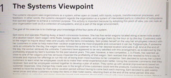 Solved 1 The Systems Viewpoint The systems viewpoint sees | Chegg.com