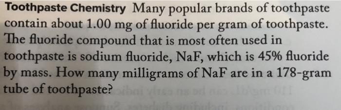 Solved Toothpaste Chemistry Many popular brands of | Chegg.com
