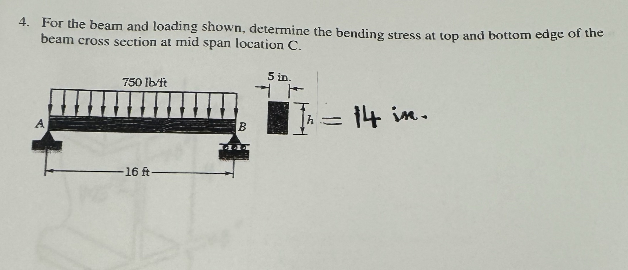 Solved by an EXPERT For the beam and loading shown, determine the bending | Chegg.com