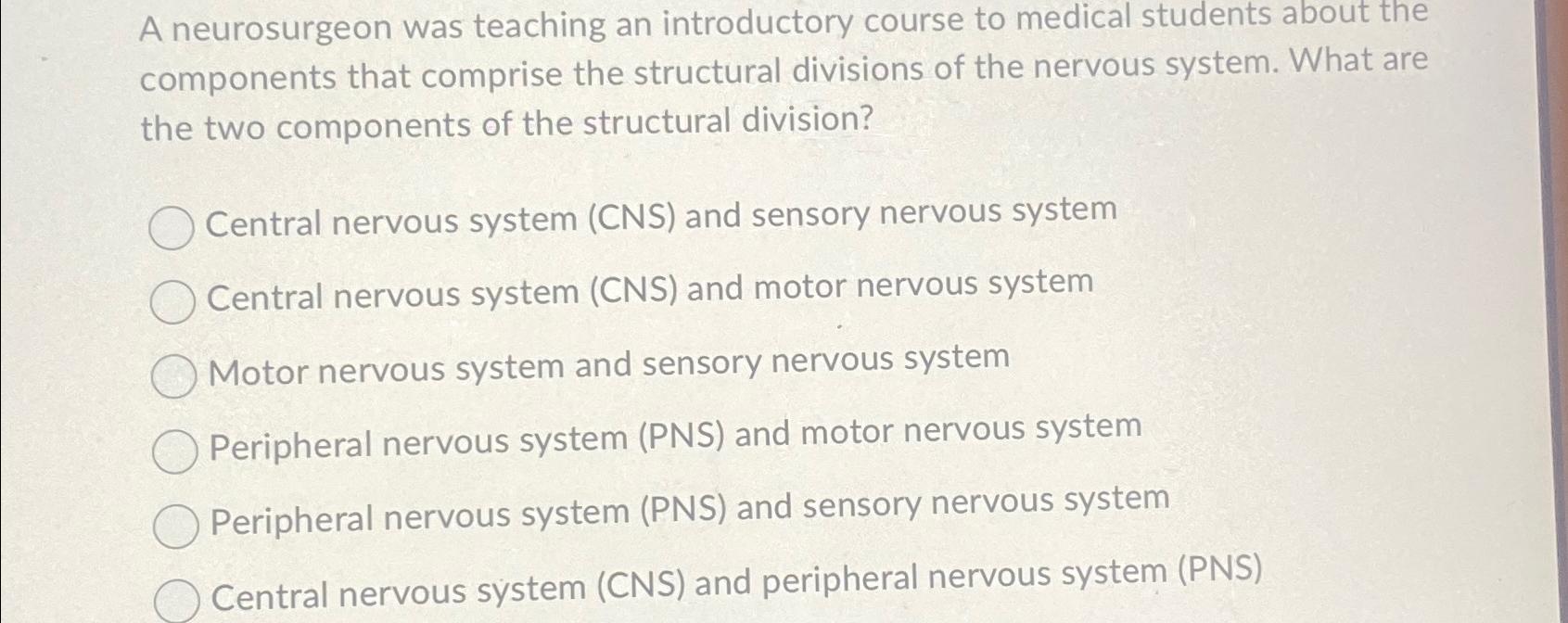 Solved A neurosurgeon was teaching an introductory course to | Chegg.com